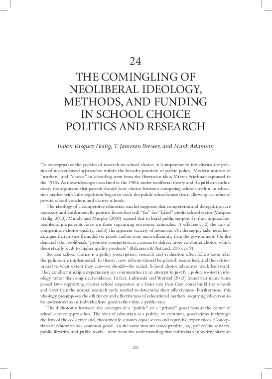 (PDF) The politics of market-based school choice research: A comingling ...
