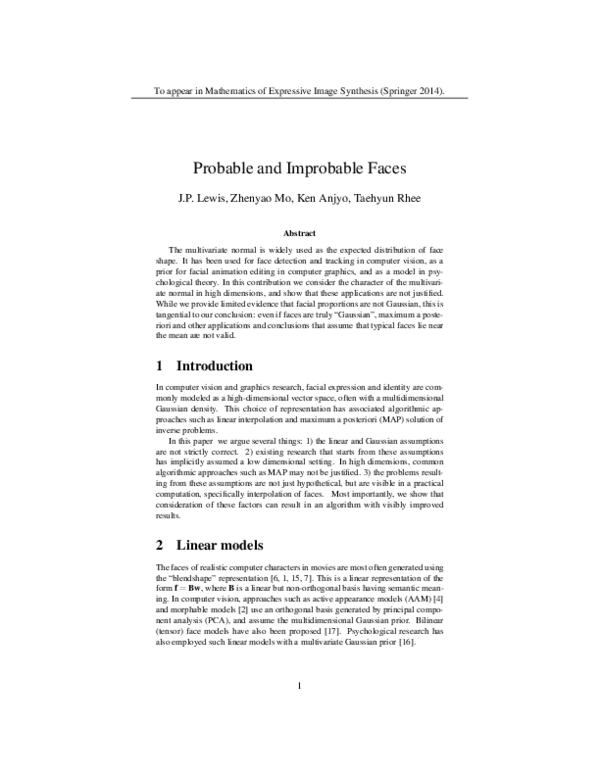 (PDF) Probable and Improbable Faces