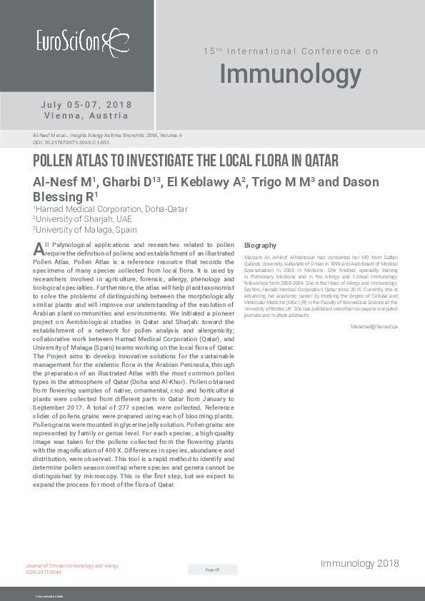 (PDF) Pollen Atlas to investigate the flora of Qatar