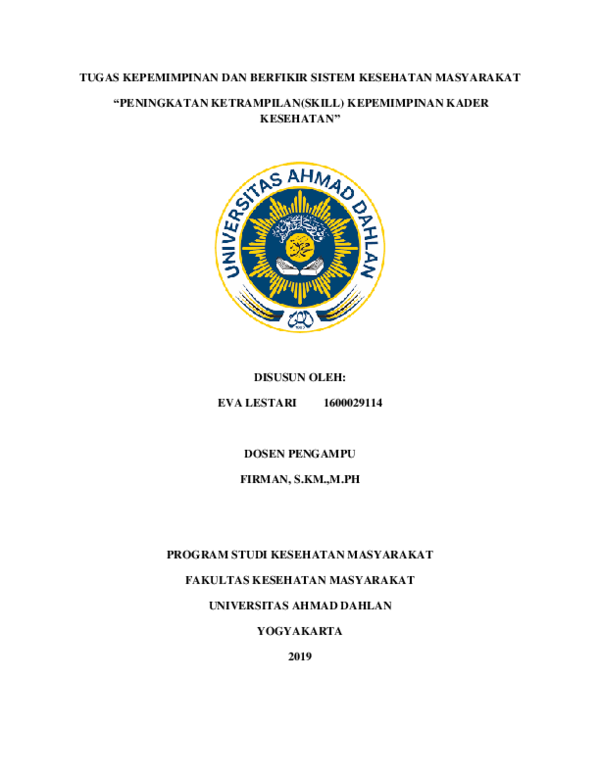 (PDF) Eva lestari 1600029114 tugas kepemimpinan Kelas A