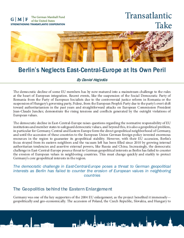 Berlin’s Neglects East-Central-Europe at its Own Peril