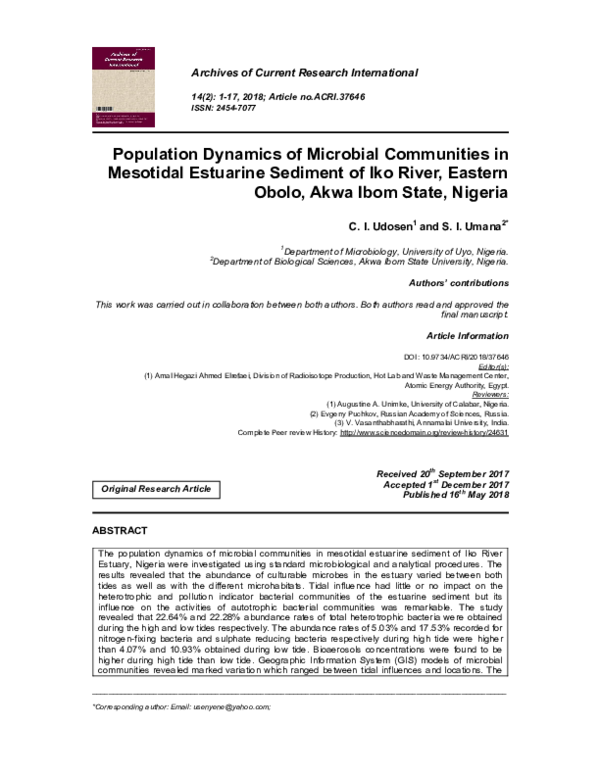 (PDF) Population Dynamics of Microbial Communities in Mesotidal Estuarine Sediment of Iko River ...