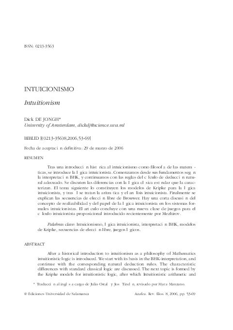 (PDF) Intuicionismo