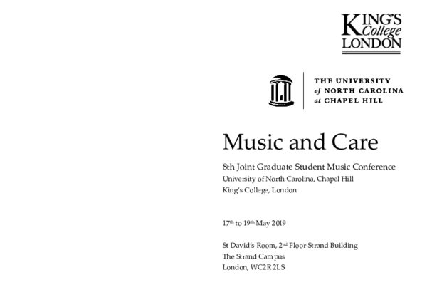 (PDF) Music and Care: 8th KCL/UNC Joint Graduate Student Music ...