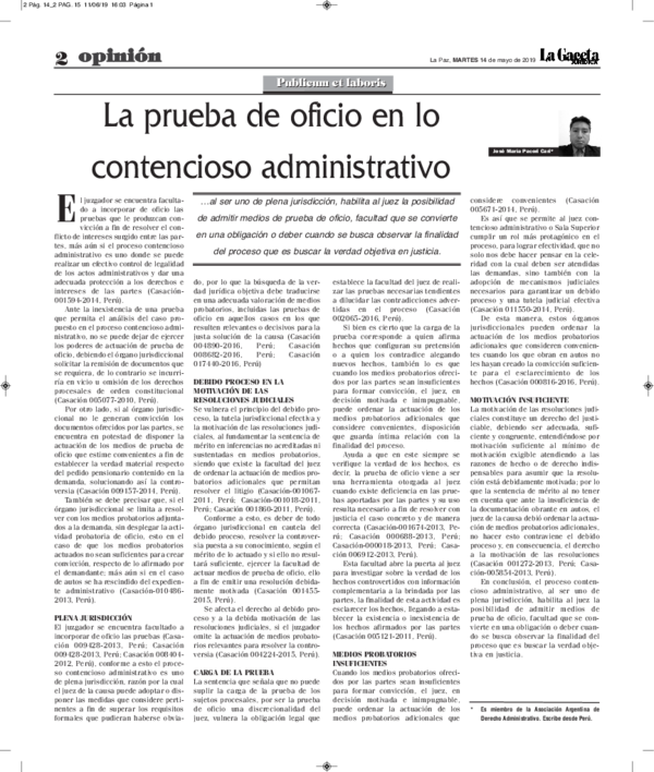 (PDF) LA PRUEBA DE OFICIO EN LO CONTENCIOSO ADMINISTRATIVO - AUTOR JOSÉ MARÍA PACORI CARI