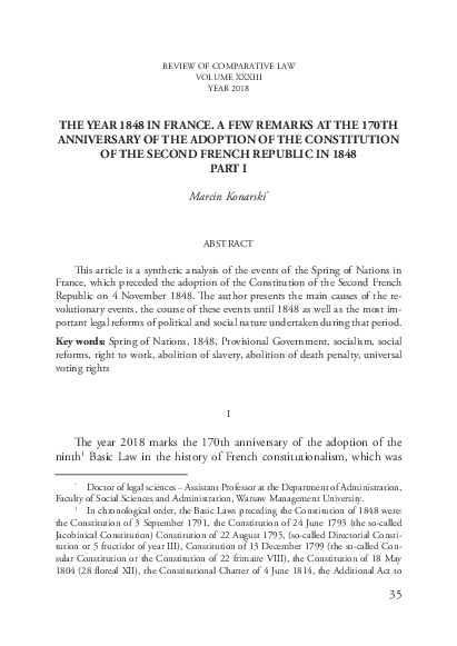 (PDF) The year 1848 in France. A few remarks at the 170th anniversary ...