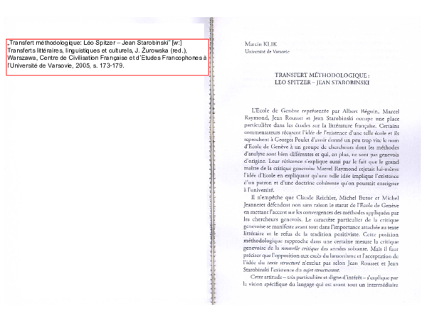 (PDF) Transfert méthodologique Léo Spitzer – Jean Starobinski