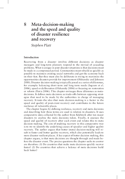 (PDF) Meta-decision-making and the speed and quality of disaster ...