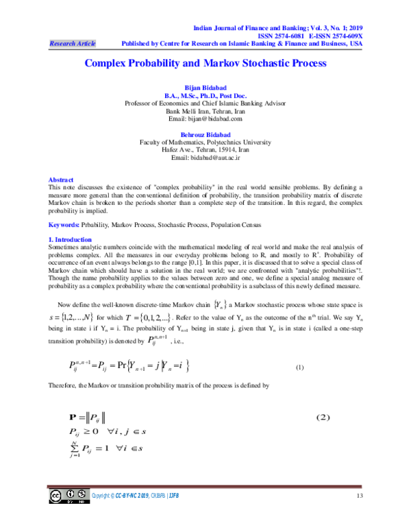 (PDF) Complex Probability and Markov Stochastic Process
