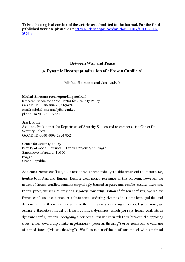 (PDF) Between war and peace: a dynamic reconceptualization of “frozen ...