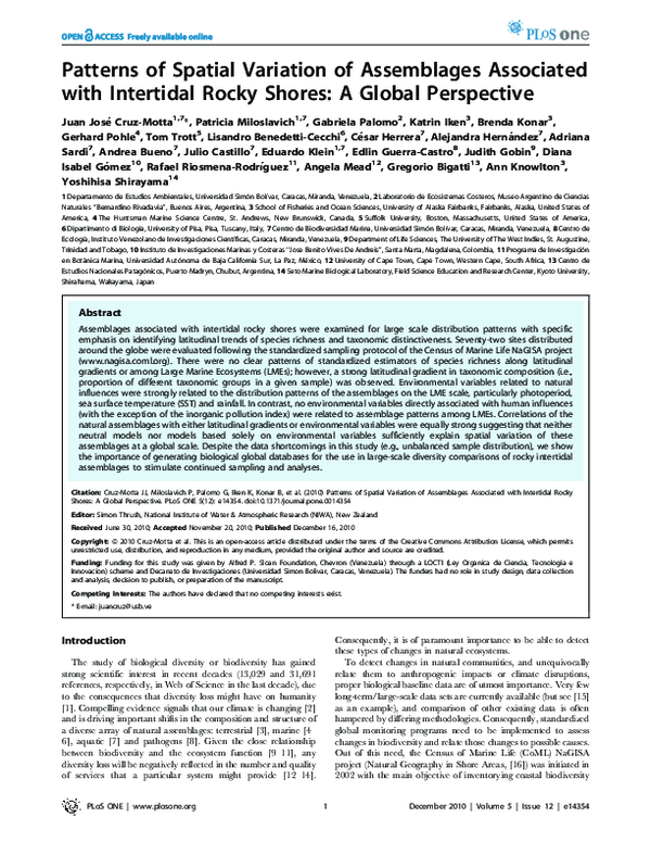 Pdf Patterns Of Spatial Variation Of Assemblages Associated With Intertidal Rocky Shores A