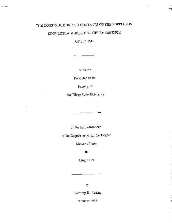 (PDF) Pictish MA Thesis by G Adams Chapter 4 Study of Pictish King List ...