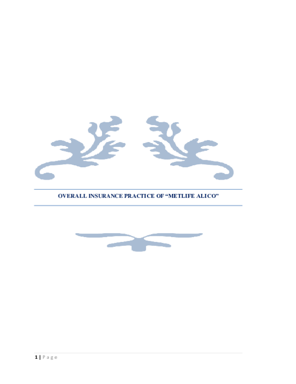 (PDF) OVERALL INSURANCE PRACTICE OF "METLIFE ALICO"