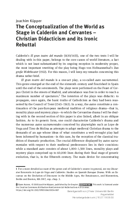 (PDF) The Conceptualization of the World as Stage in Calderón and ...