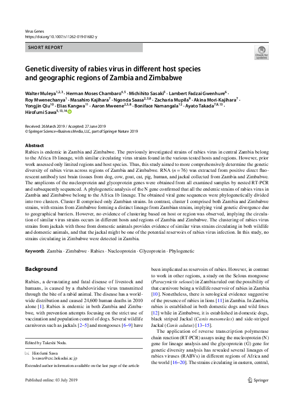 (PDF) Genetic diversity of rabies virus in different host species and ...