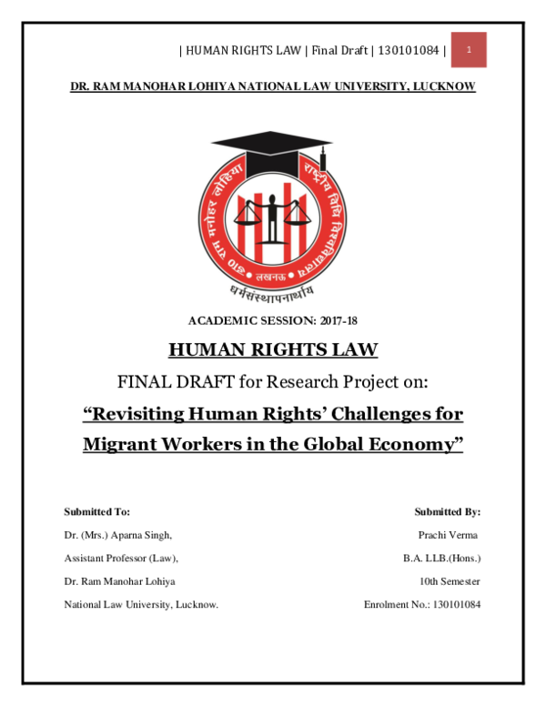 (DOC) HUMAN RIGHTS LAW PROJECT ON "Revisiting Human Rights' Challenges ...