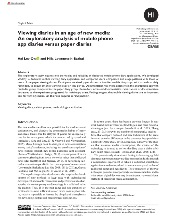 (PDF) Mobile viewing diaries: An analysis of response rates and ...