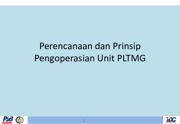 (PDF) Perencanaan dan Prinsip Pengoperasian Unit PLTMG