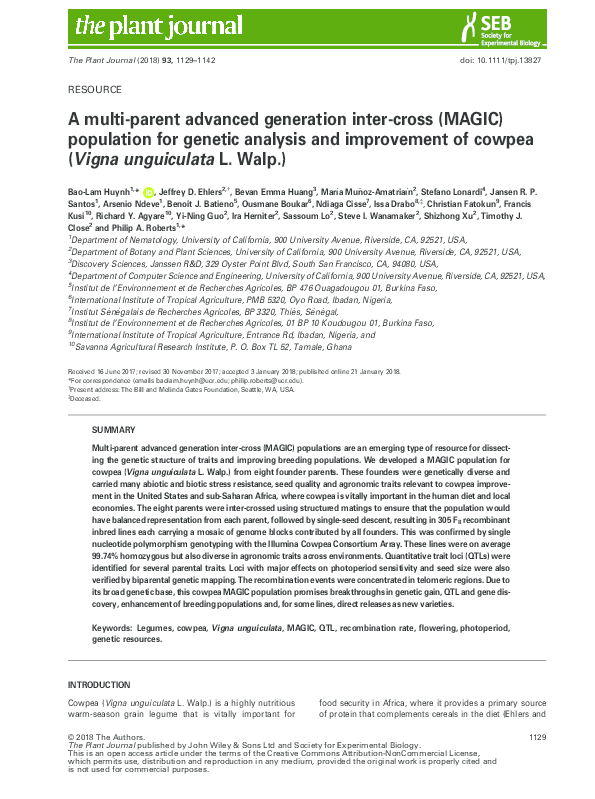(PDF) A multi-parent advanced generation inter-cross (MAGIC) population ...