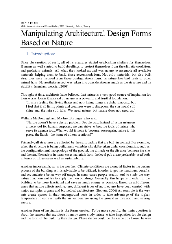 (PDF) Manipulating Architectural Design Forms Based on Nature