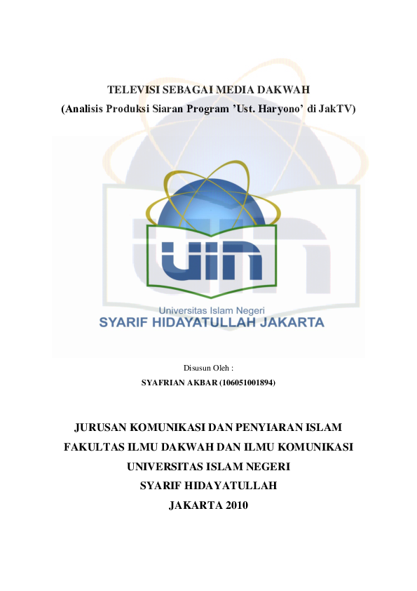 (PDF) TELEVISI SEBAGAI MEDIA DAKWAH (Analisis Produksi Siaran Program ...