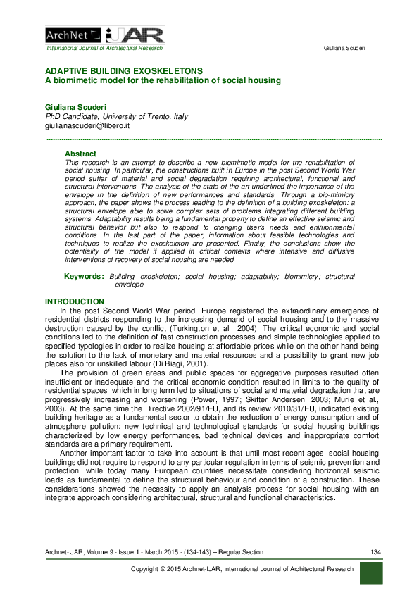 (PDF) ADAPTIVE BUILDING EXOSKELETONS: A biomimetic model for the ...