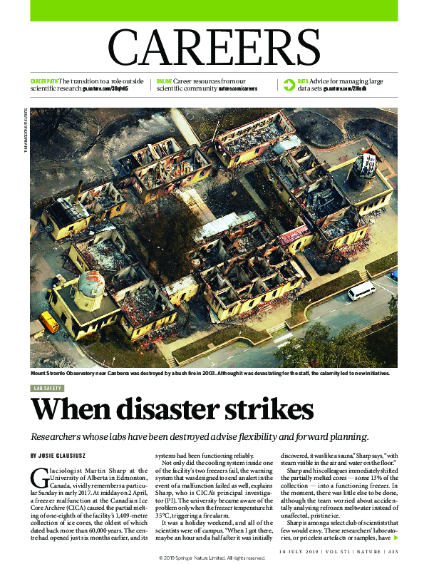 (PDF) Explosions, floods and hurricanes: dealing with a lab disaster