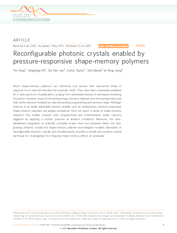 (PDF) Reconfigurable photonic crystals enabled by pressure-responsive ...