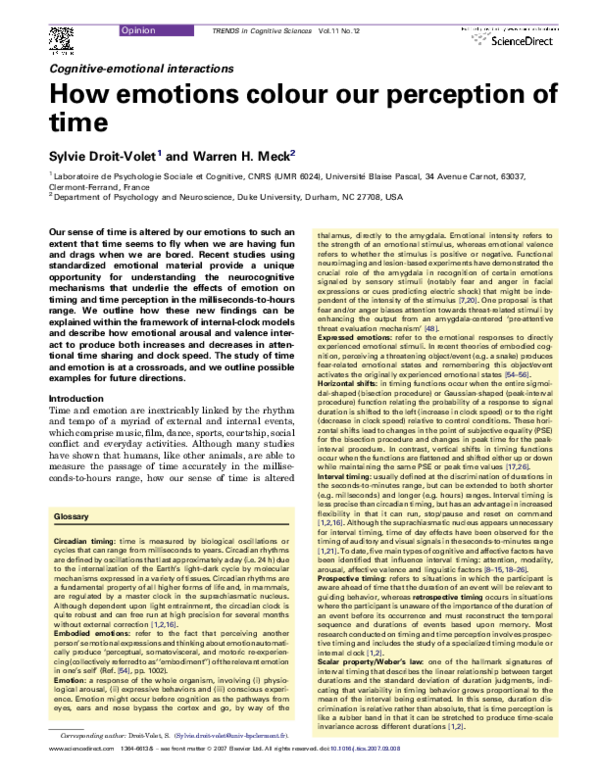 (PDF) How emotions colour our perception of time