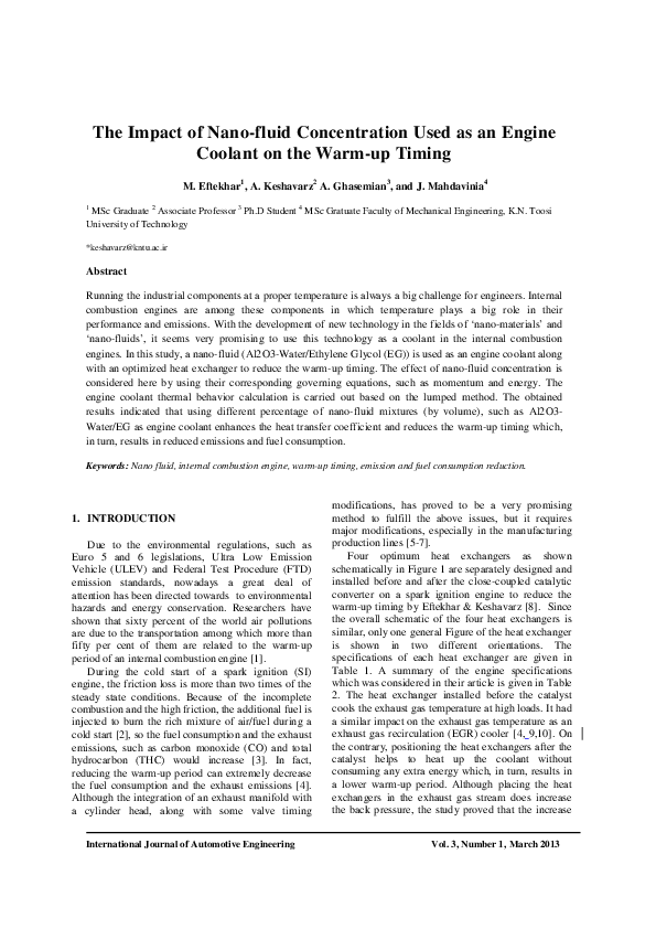 (PDF) The Impact of Nano-fluid Concentration Used as an Engine Coolant ...