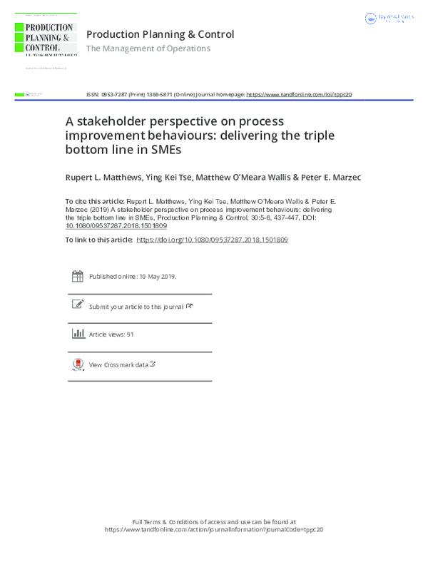 (PDF) A stakeholder perspective on process improvement behaviours ...