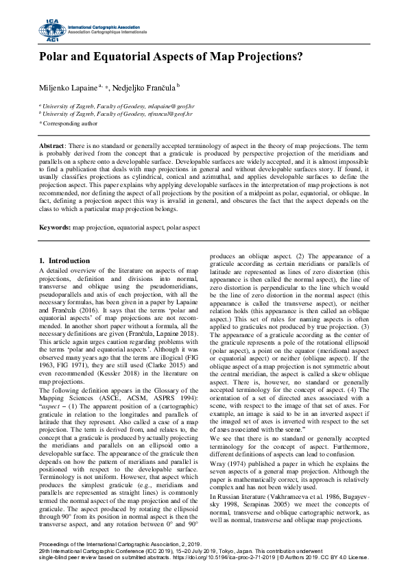 (PDF) Polar and Equatorial Aspects of Map Projections
