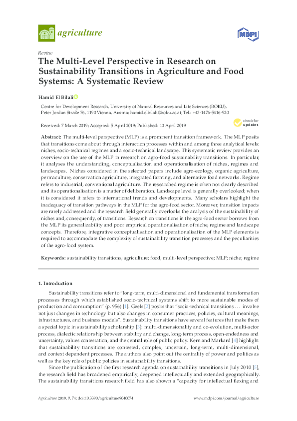 (PDF) The Multi-Level Perspective in Research on Sustainability ...