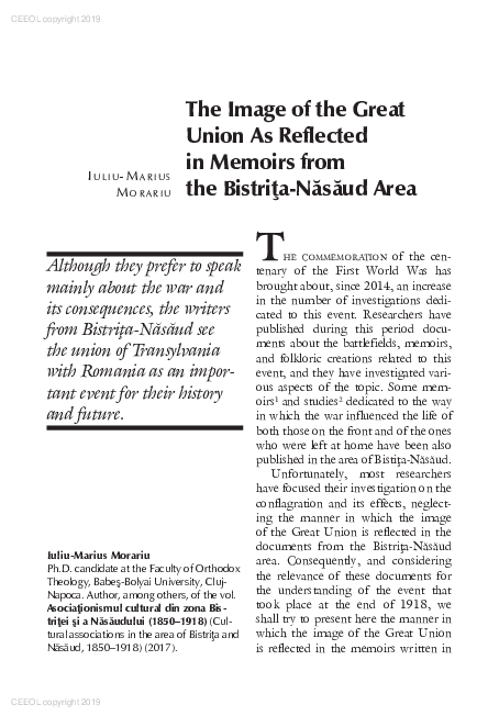 (PDF) Iuliu-Marius Morariu The Image of the Great Union As Reflected in ...