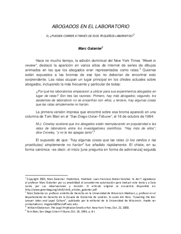 (PDF) Abogados en el Laboratorio - Marc Galanter [Traducción]