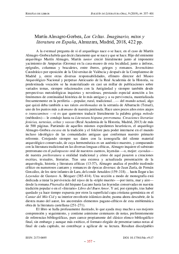 (PDF) Almagro–Gorbea: Los Celtas. Imaginario, mitos y literatura en España