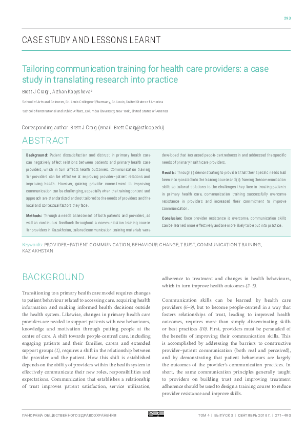 (PDF) Tailoring communication training for health care providers: a ...