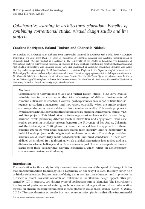 (PDF) Collaborative learning in architectural education: Benefits of ...