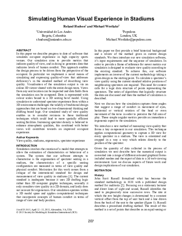 (PDF) Simulating Human Visual Experience in Stadiums