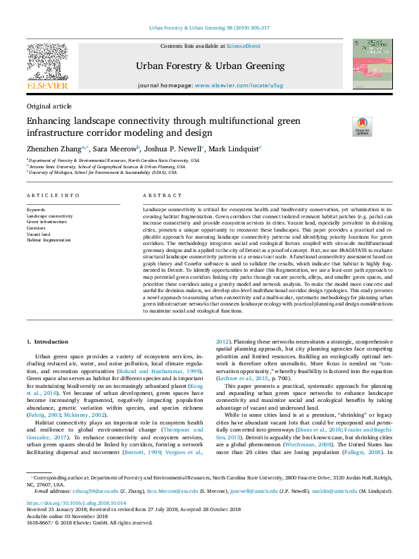(PDF) Enhancing landscape connectivity through multifunctional green ...