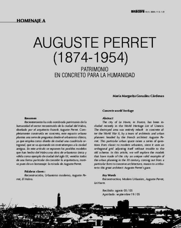 (PDF) AUGUSTE PERRET (1874-1954) PATRIMONIO EN CONCRETO PARA LA HUMANIDAD