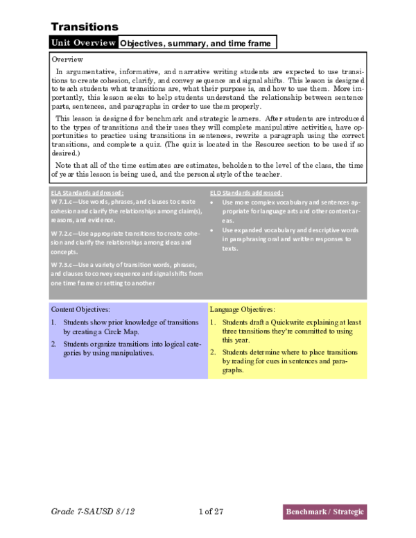(PDF) Benchmark / Strategic 1 of 27 Grade 7-SAUSD 8/12 Unit Overview ...