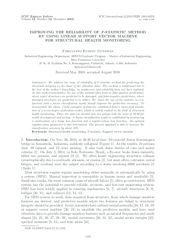 (PDF) IMPROVING THE RELIABILITY OF F -STATISTIC METHOD BY USING LINEAR ...
