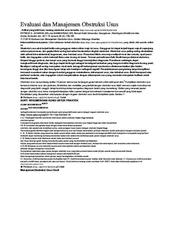 (PDF) Evaluasi dan Manajemen Obstruksi Usus