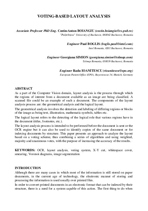 Pdf Voting Based Layout Analysis