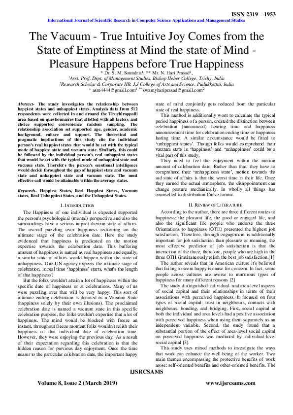 (PDF) The Vacuum -True Intuitive Joy Comes from the State of Emptiness ...