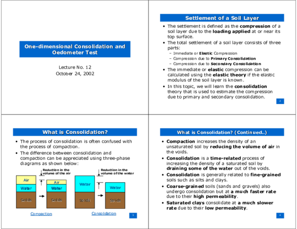 (PDF) One One--dimensional Consolidation and dimensional Consolidation ...