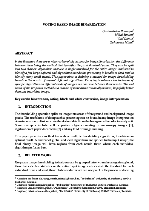 (PDF) Voting Based Image Binarization