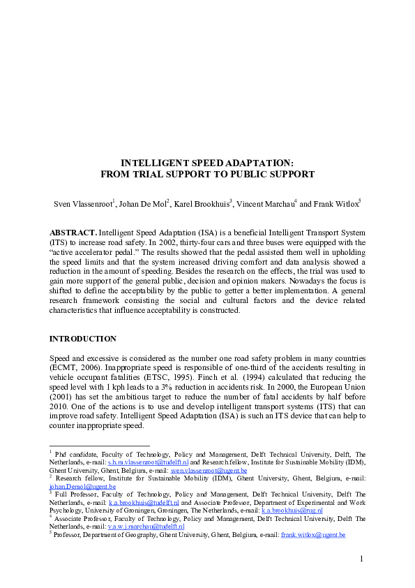(PDF) Intelligent speed adaptation: from trial support to public ...