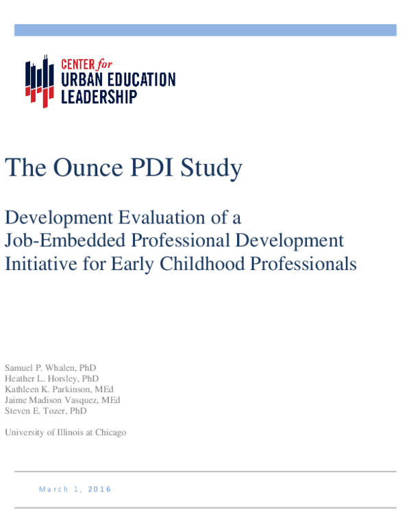 (PDF) The Ounce PDI Study Development Evaluation of a Job-Embedded ...